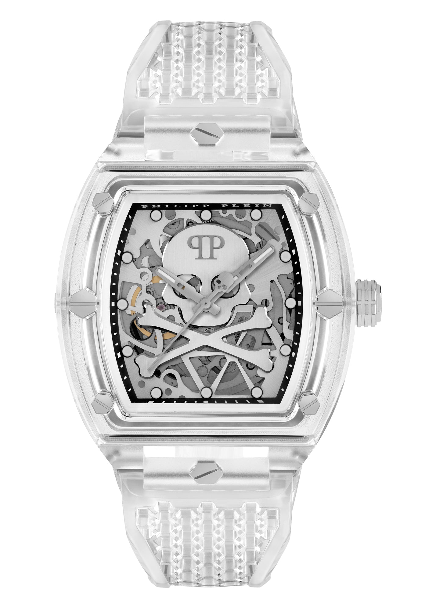 Philipp Plein The Skeleton Silver Tone Tonneau Quartz Men Watch ...