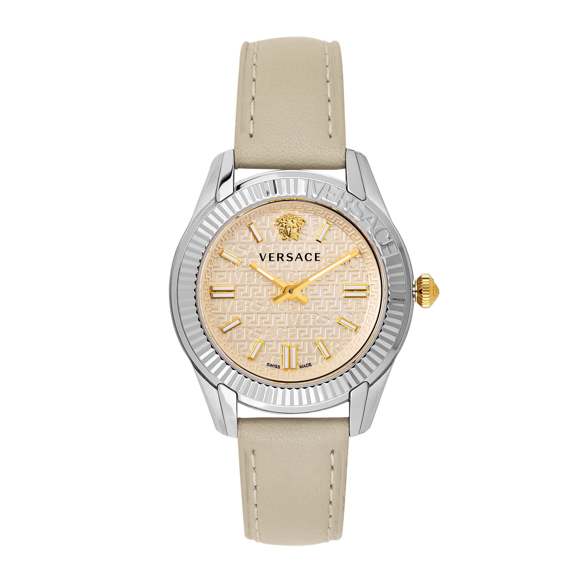 Versace Greca Leather Time Lady Two Tone Round Quartz Women Watch ...
