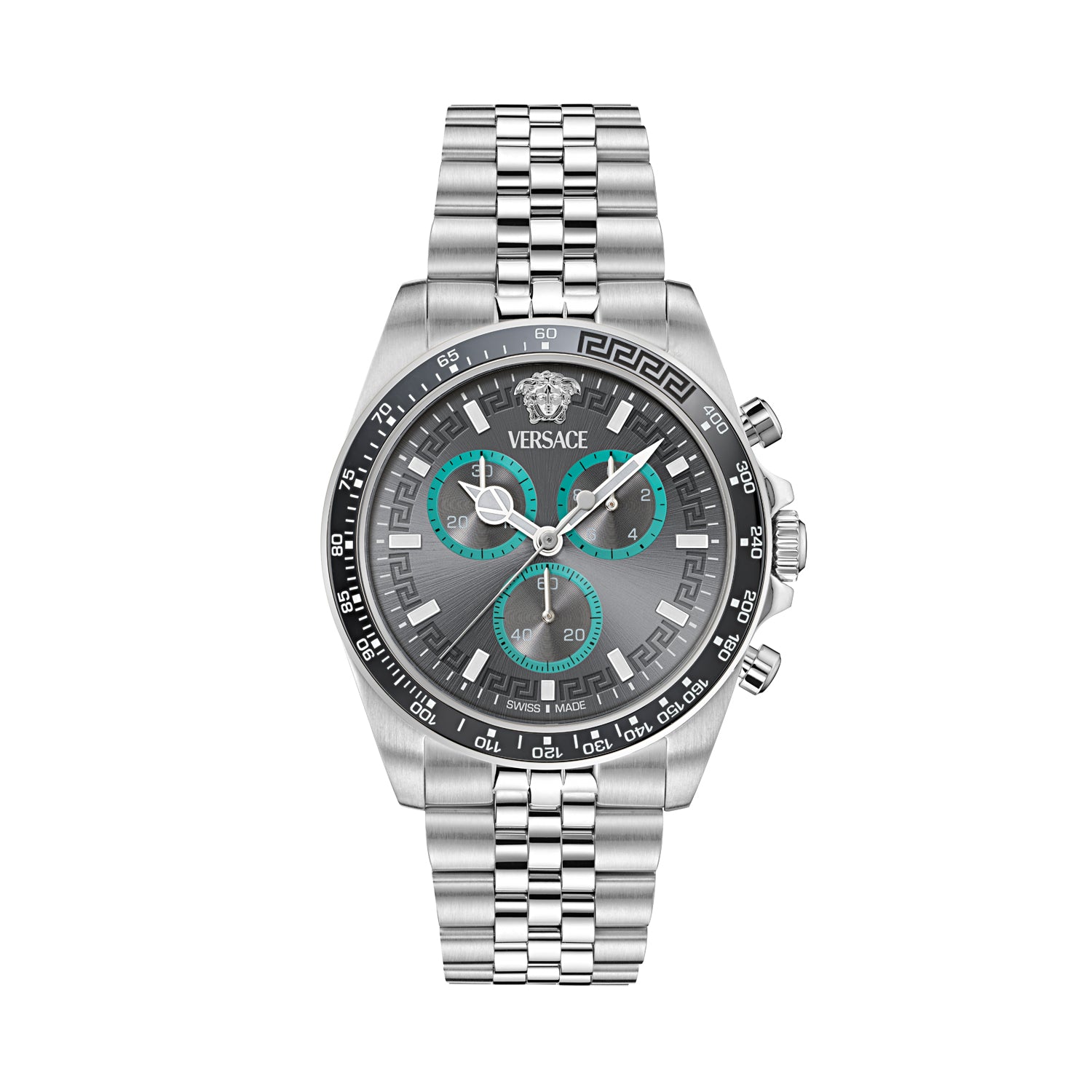 Versace Greca Wave Grey Round Quartz Men Watch - VE0H00325 - At JUST ...