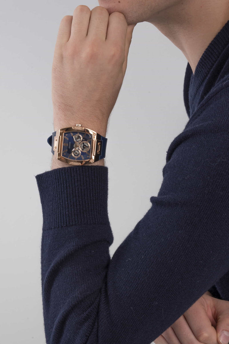 Guess Phoenix Rose Gold Tonneau Dial Multi-function Men Watch ...