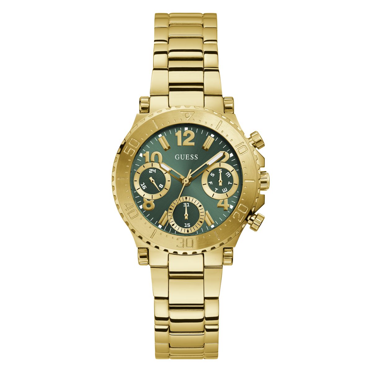 Guess Cosmic Green Dial Round Case Multi-Function Women Watch - GW0465 ...