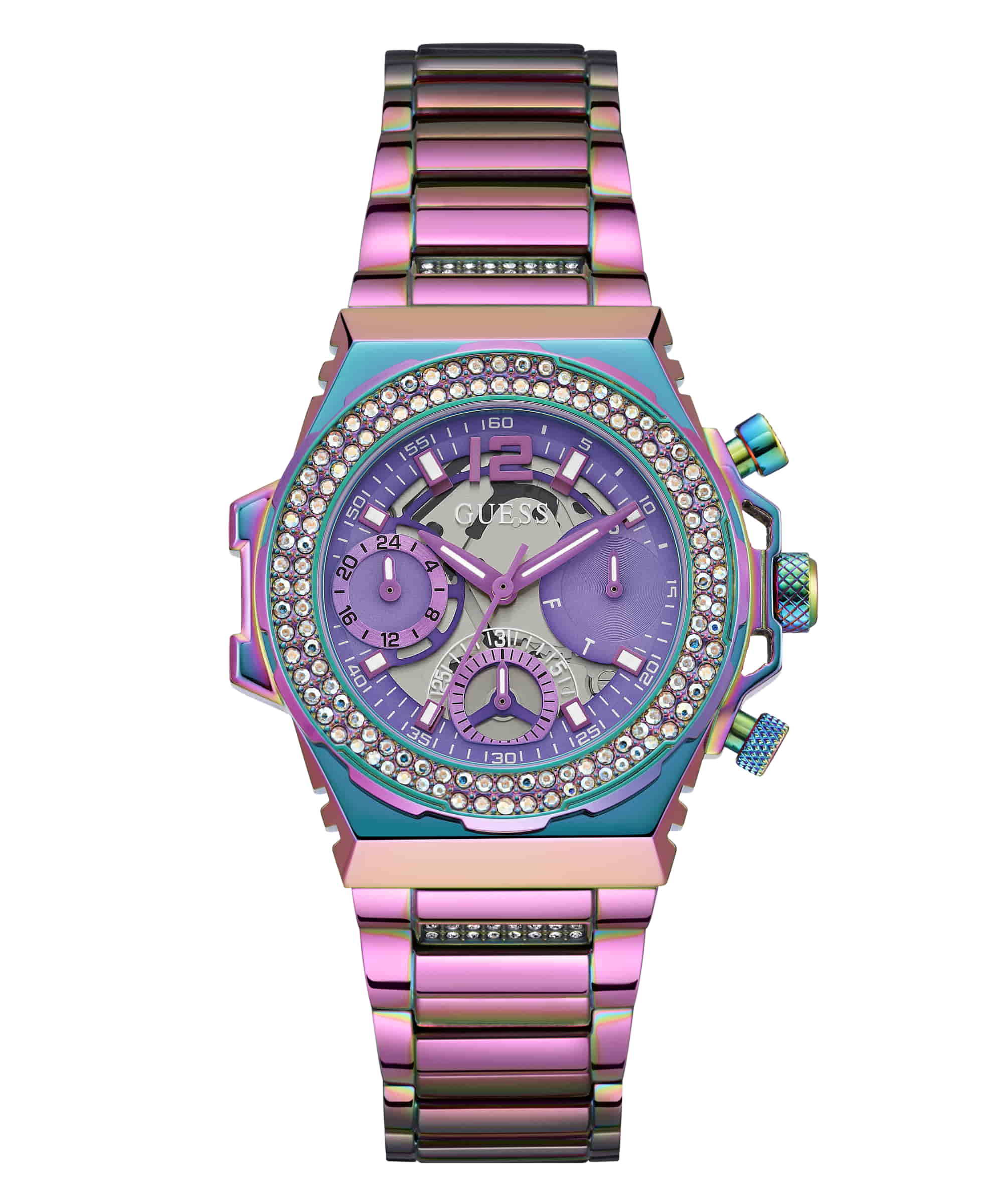 Guess Fusion Iridescent Round Dial Multi-function Women Watch ...