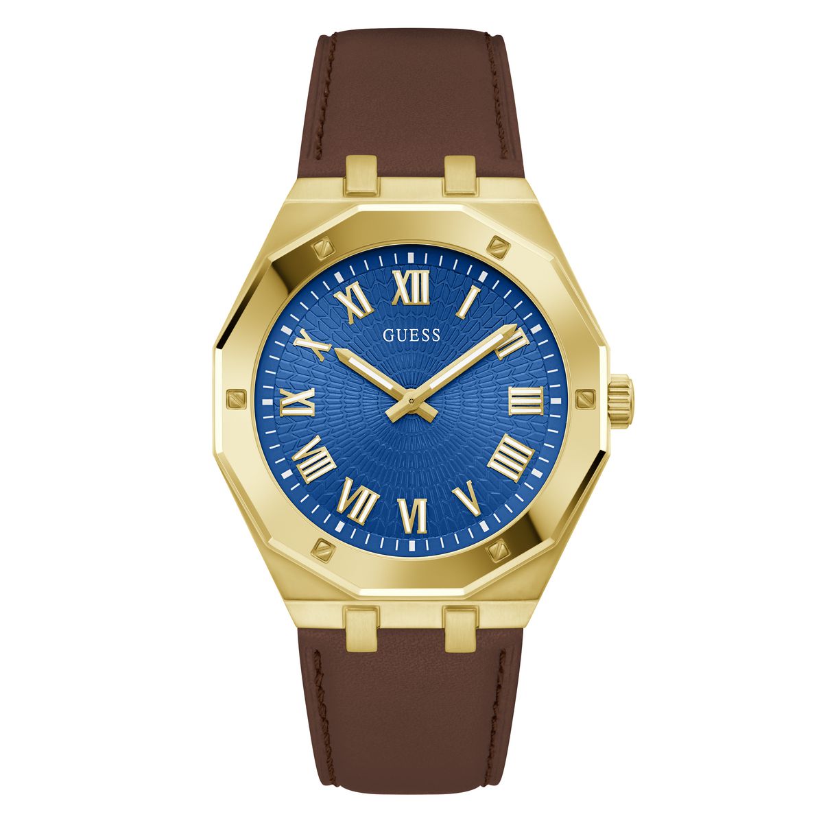 Guess Leather Blue Round Dial Quartz Analog Men Watch - GW0663G2 - At ...