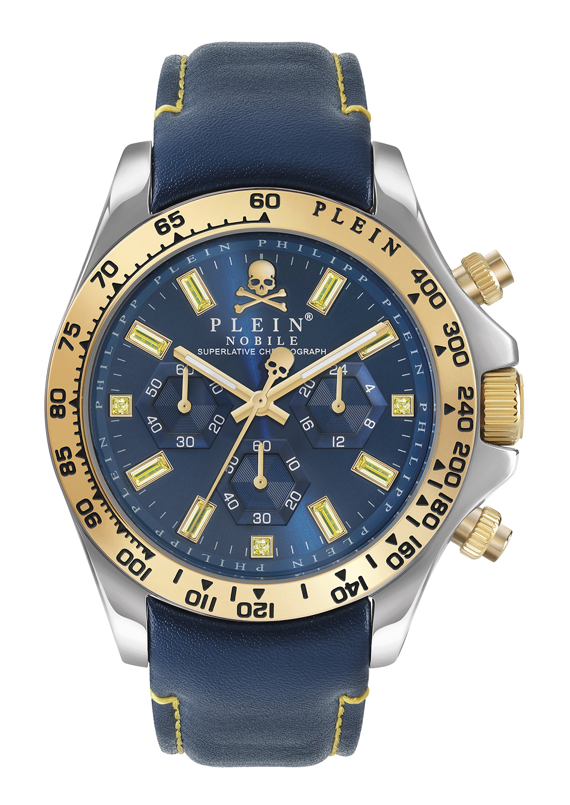 Philipp Plein Leather Blue Round Dial Quartz Analog Men Watch ...