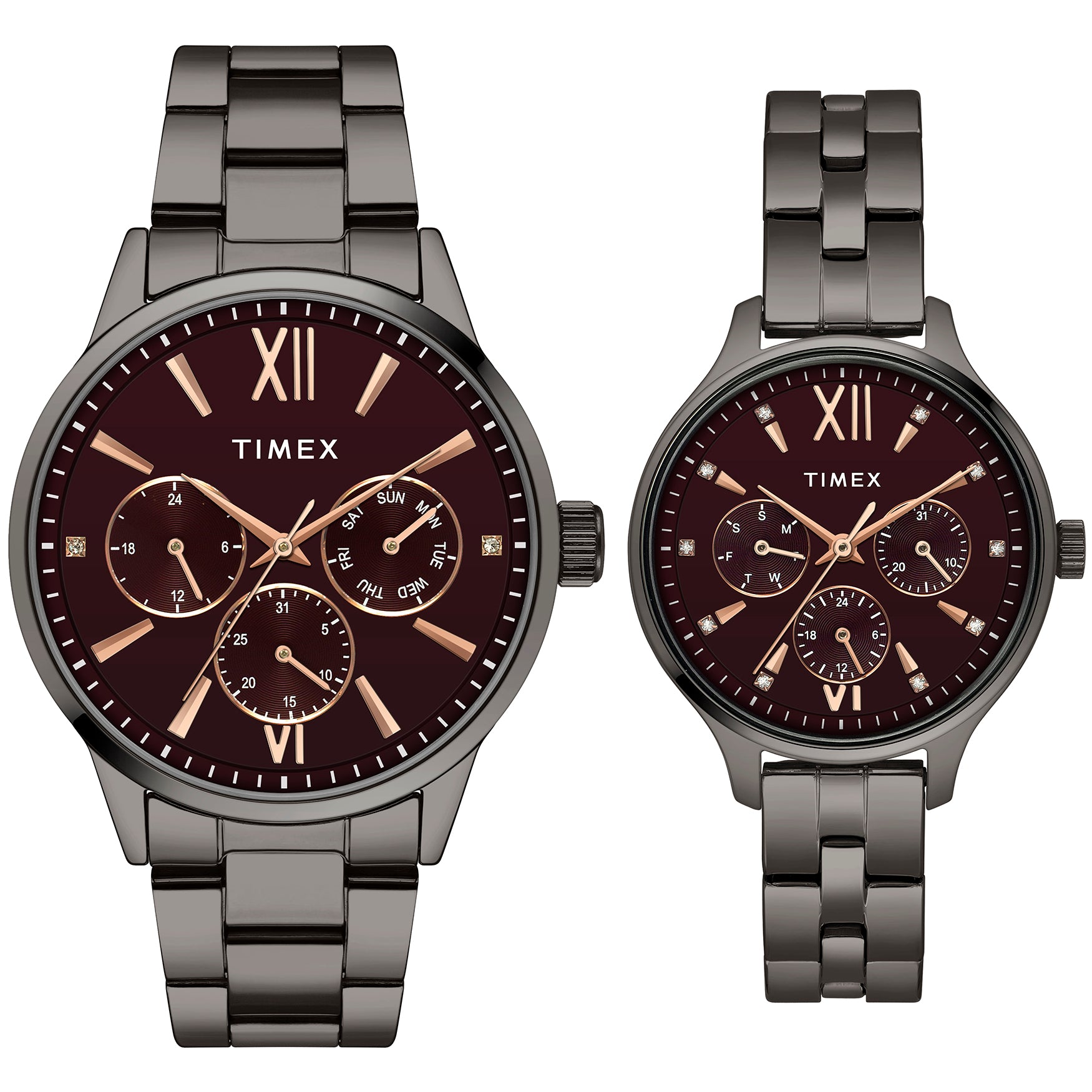 Timex Burgundy Round Dial Quartz Analog Pairs (Unisex) Watch ...