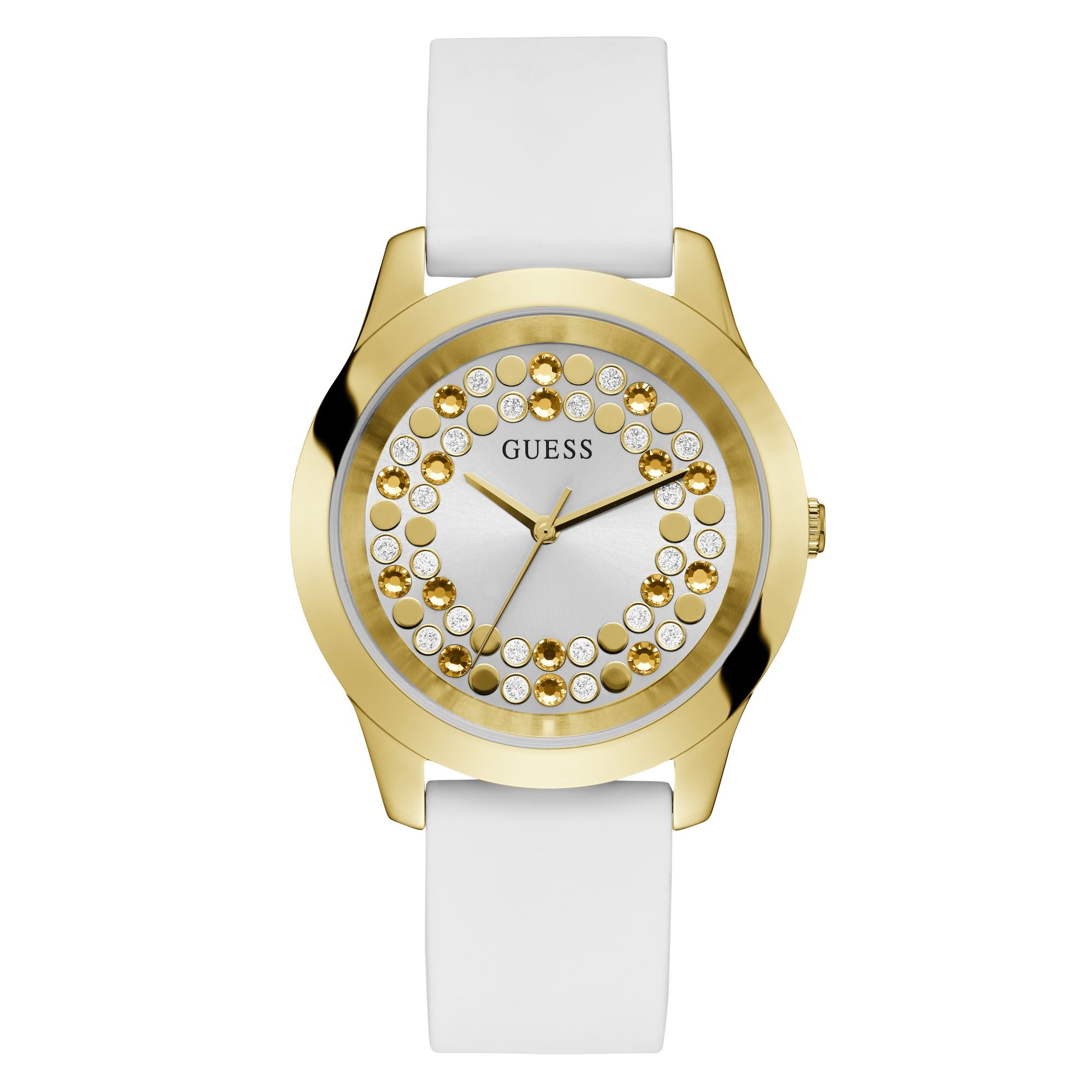 Guess Inner Circle Silver Tone Round Dial Quartz Analog Women Watch ...