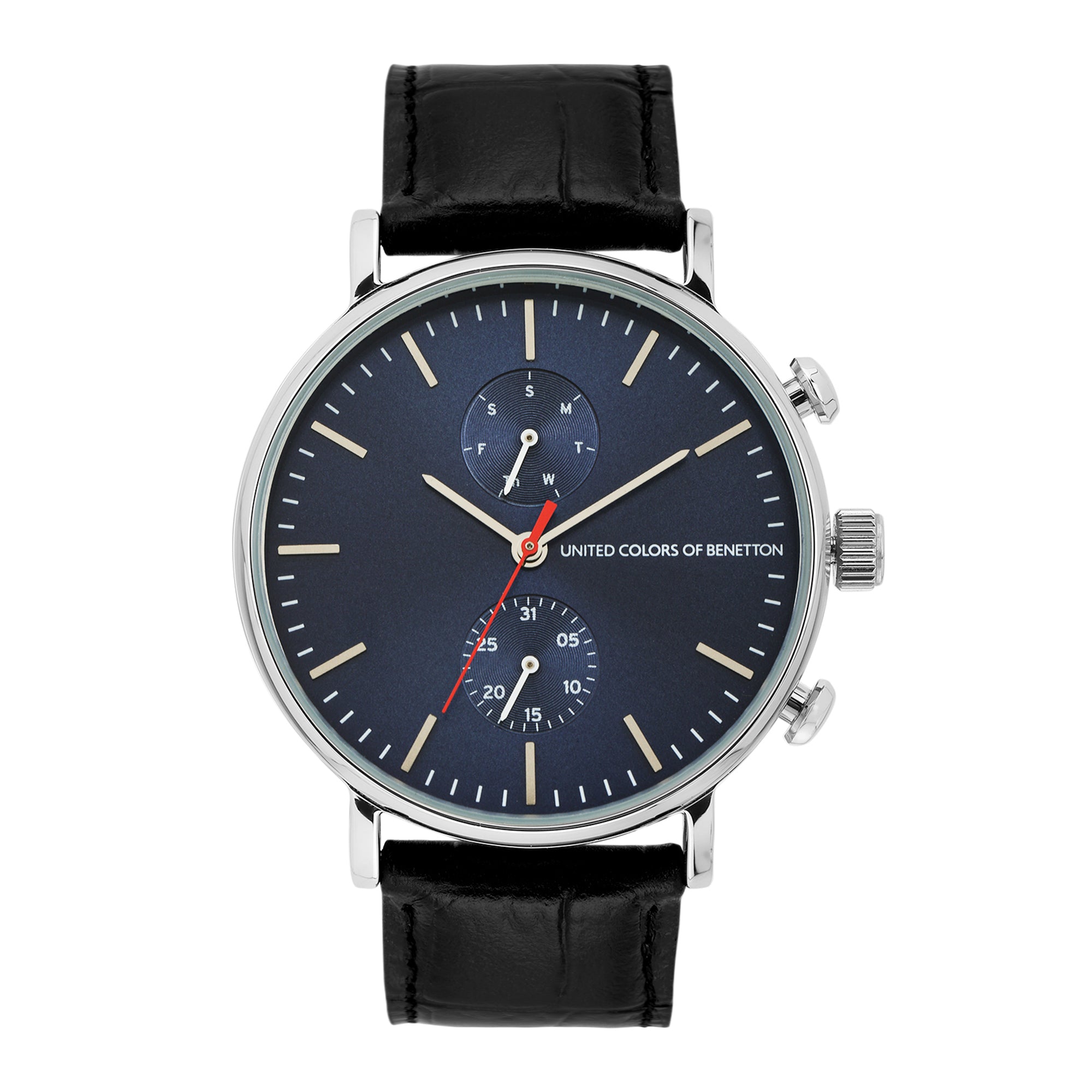 United Colors Of Benetton Leather Blue Round Dial Quartz Analog Men Wa ...
