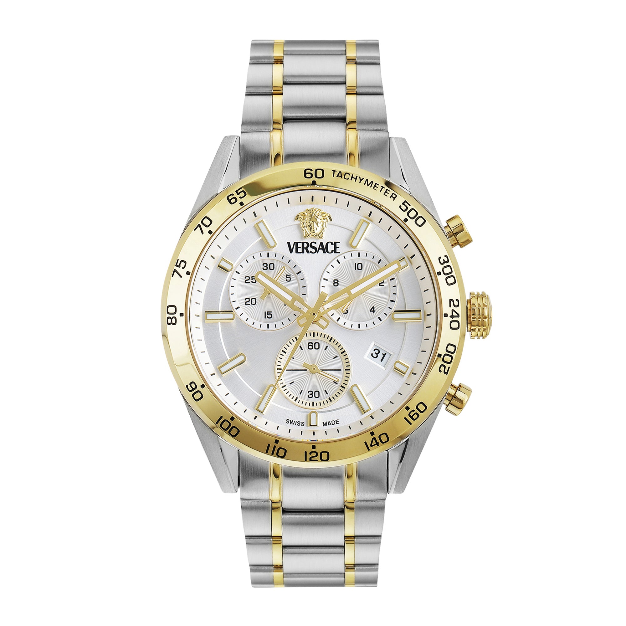 Versace V Silver Round Dial Quartz Analog Unisex Watch - VE0CA0224 - At ...