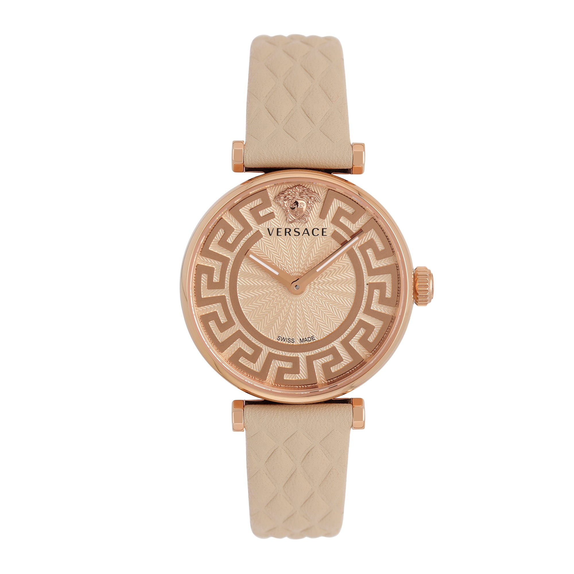 Versace Leather Beige Round Dial Quartz Analog Women Watch - VE1CA0323 ...
