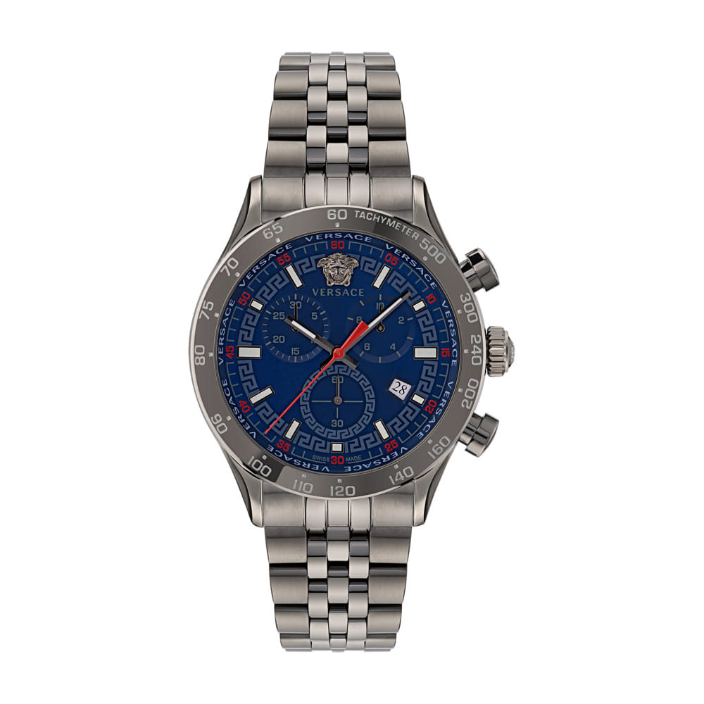 Versace Hellenyium Gunmetal Round Dial Quartz Men Watch - VE2U00722 ...
