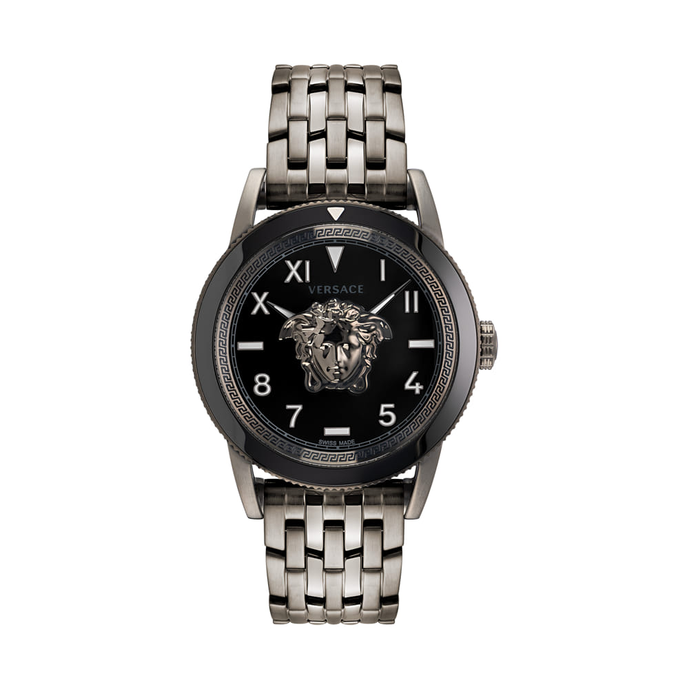 Versace V Palazzo Gunmetal Round Dial Quartz Men Watch - VE2V00522 - At ...