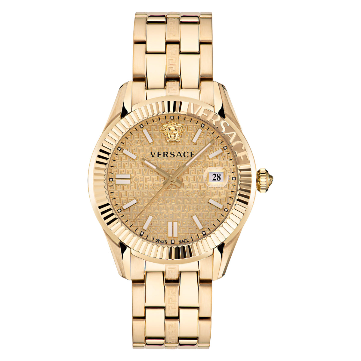 Versace Greca Time Champagne Round Dial Quartz Analog Men Watch ...