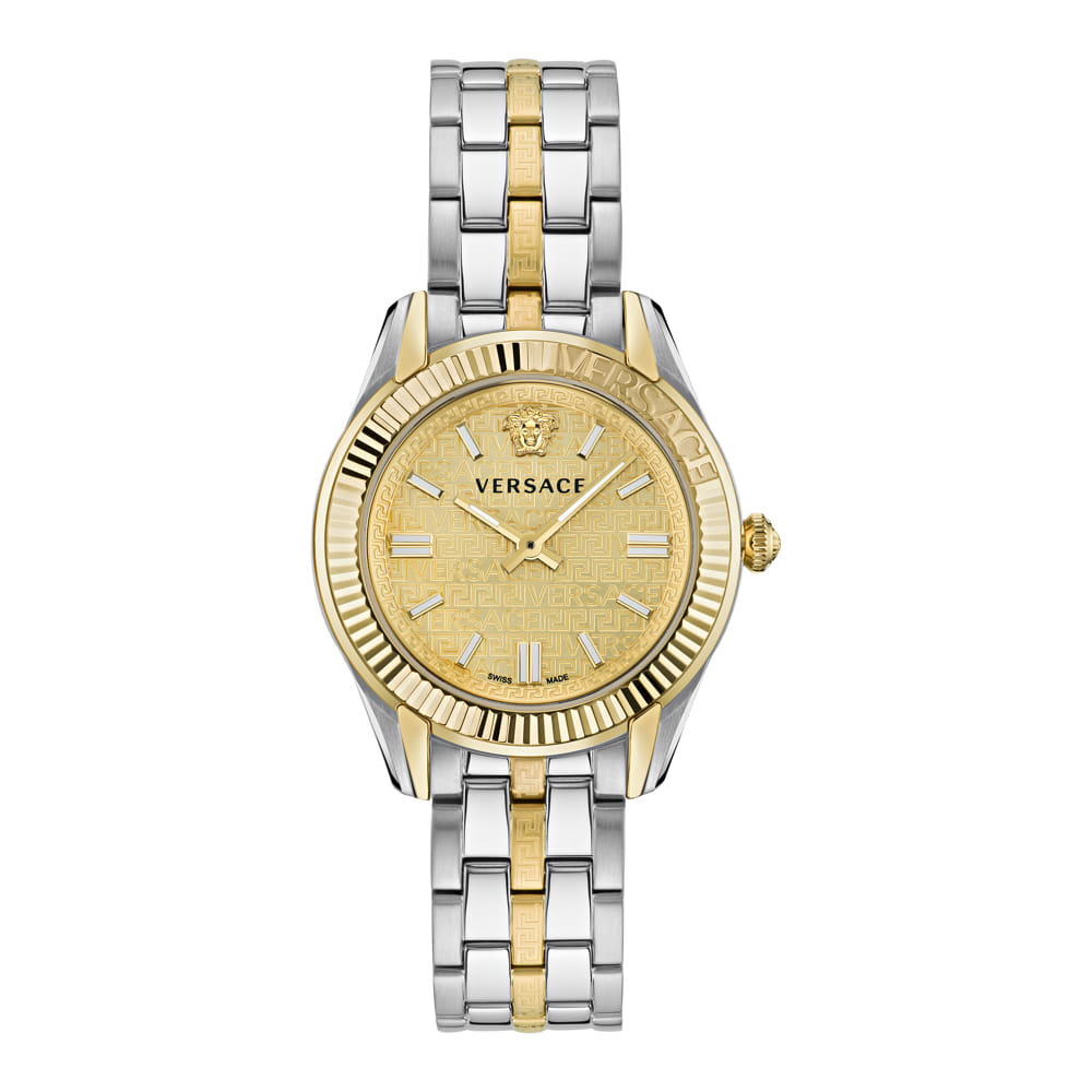Versace Greca Time Gold Round Dial Quartz Women Watch - VE6C00523 - At ...
