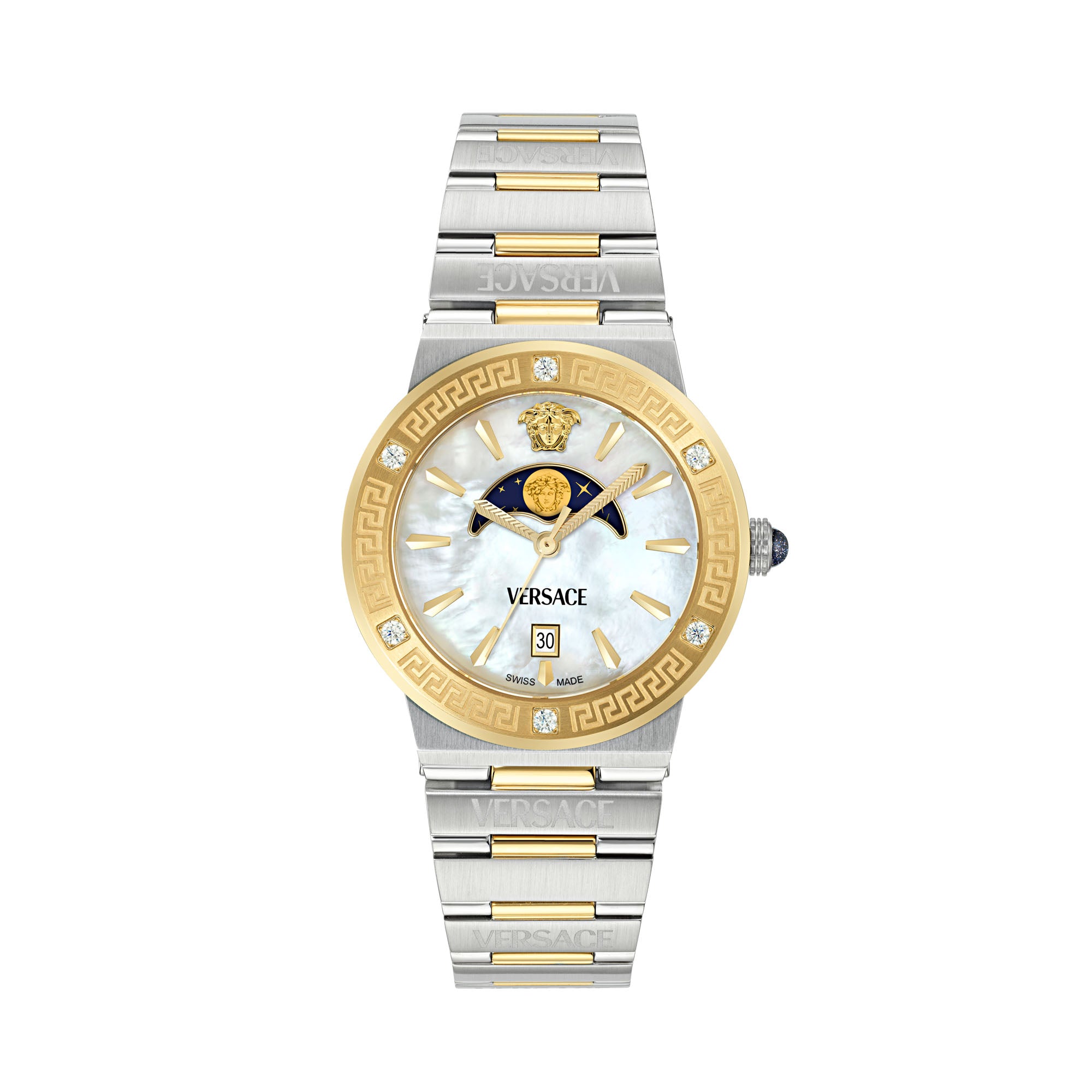 Versace Greca Logo White Round Dial Quartz Analog Unisex Watch ...