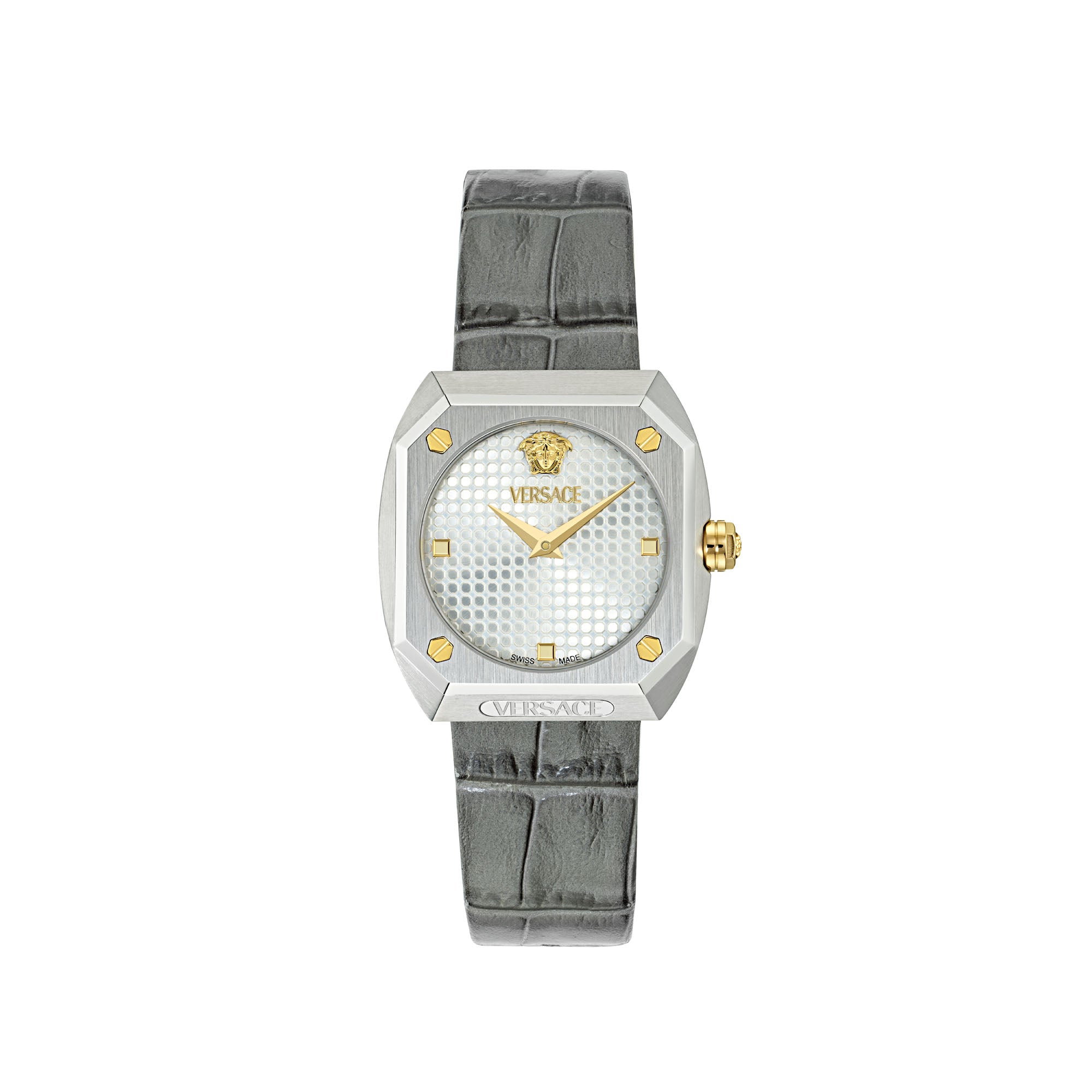Versace Antares Leather White Octogonal Dial Quartz Analog Women Watch ...