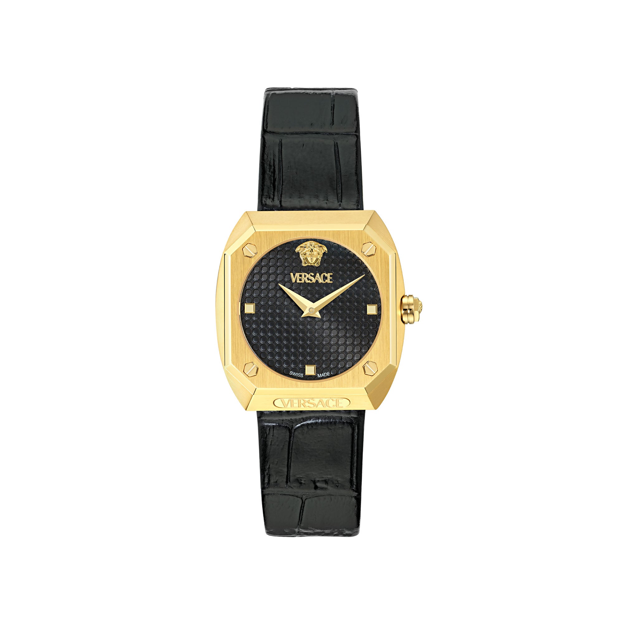 Versace Antares Leather Black Octogonal Dial Quartz Analog Women Watch ...